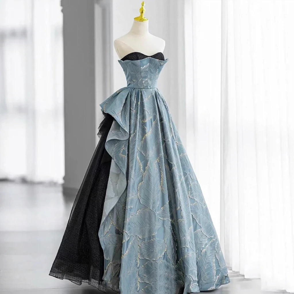 Strapless Layered Gown With Textured Fabric Design on Luulla