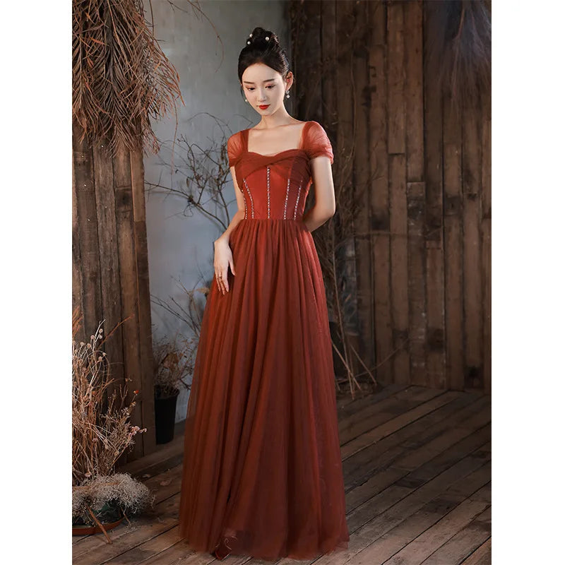 Vintage Rust Gown With Sheer Cap Sleeves on Luulla